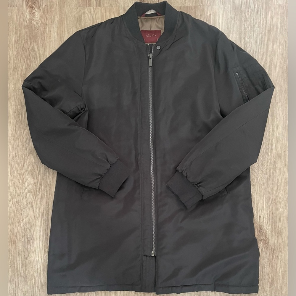Men’s Basic Zara Man Long Bomber Jacket Size Xxl ~ Bl… - Gem